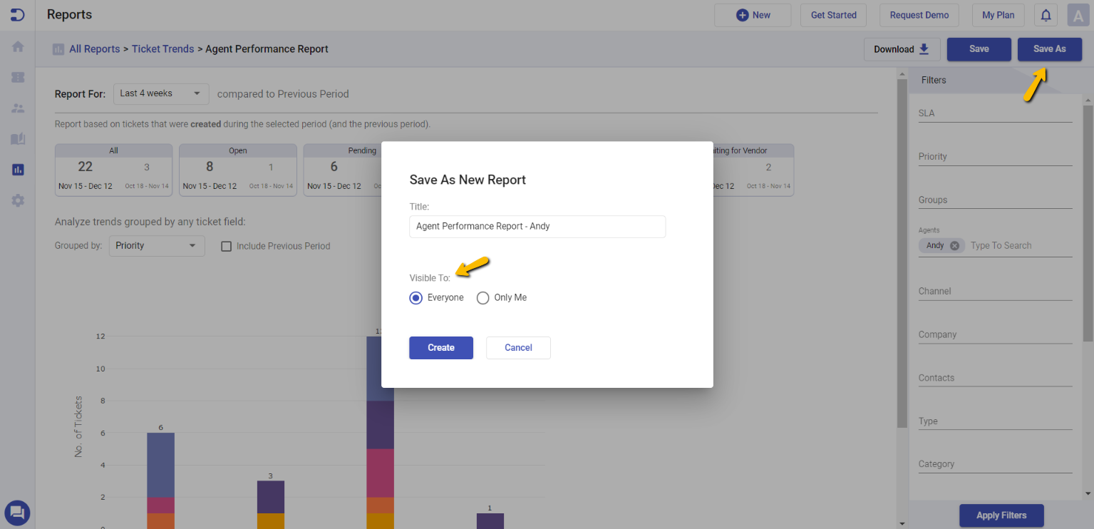 Ticket Trends Report in Desk365 | Desk365