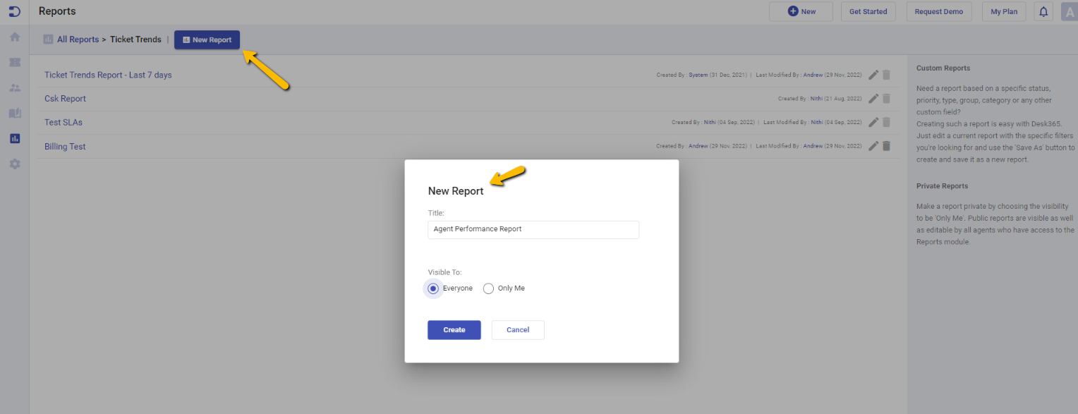 Ticket Trends Report in Desk365 | Desk365