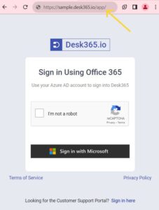 Change in default URL for web portals | Desk365
