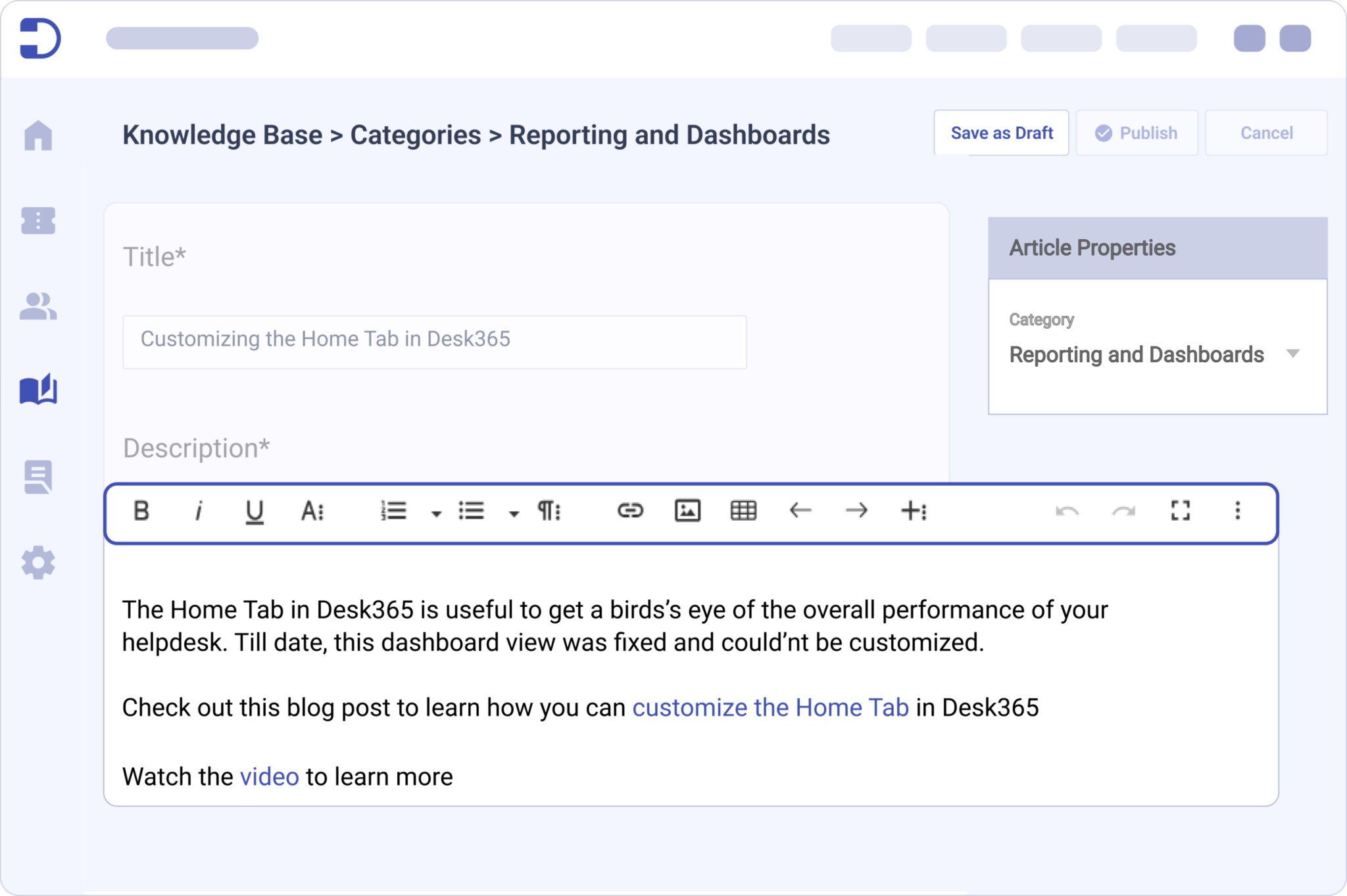 Knowledge Base Software | Desk365